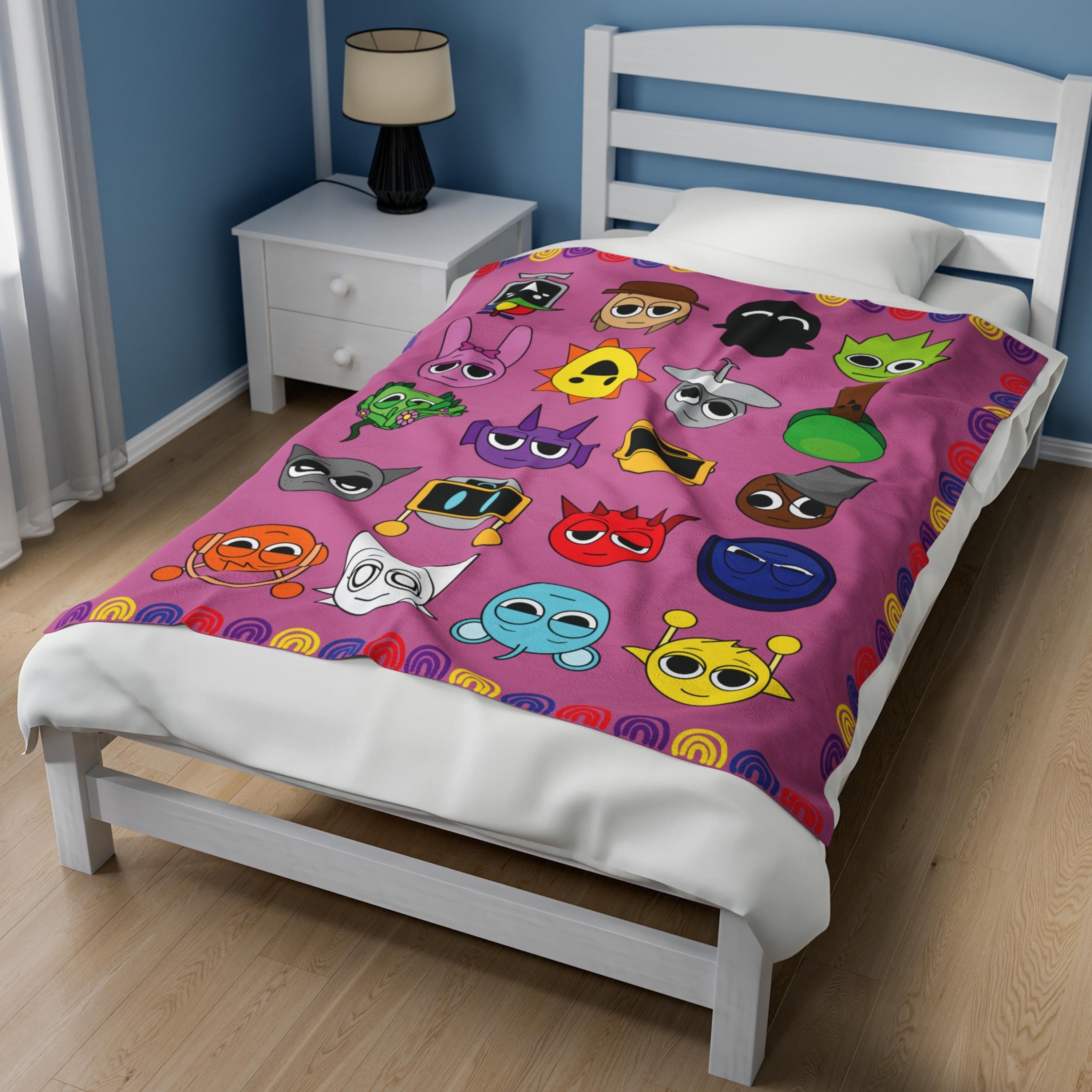 Sprunki Cartoon Character Pink Blanket, Kids Soft Throw Bedding, Cozy ...