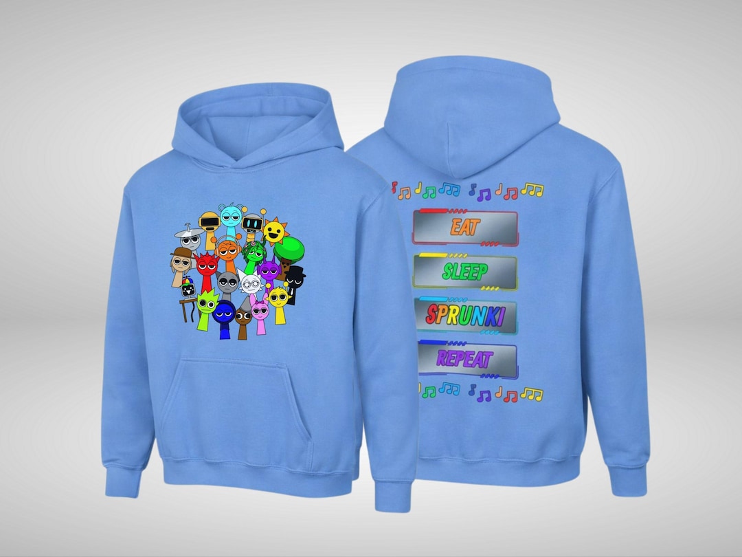 Sprunki Kids Hoodie, Eat Sleep Sprunki Repeat, Youth Pullover ...