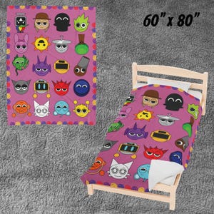 Sprunki Cartoon Character Pink Blanket, Kids Soft Throw Bedding, Cozy ...