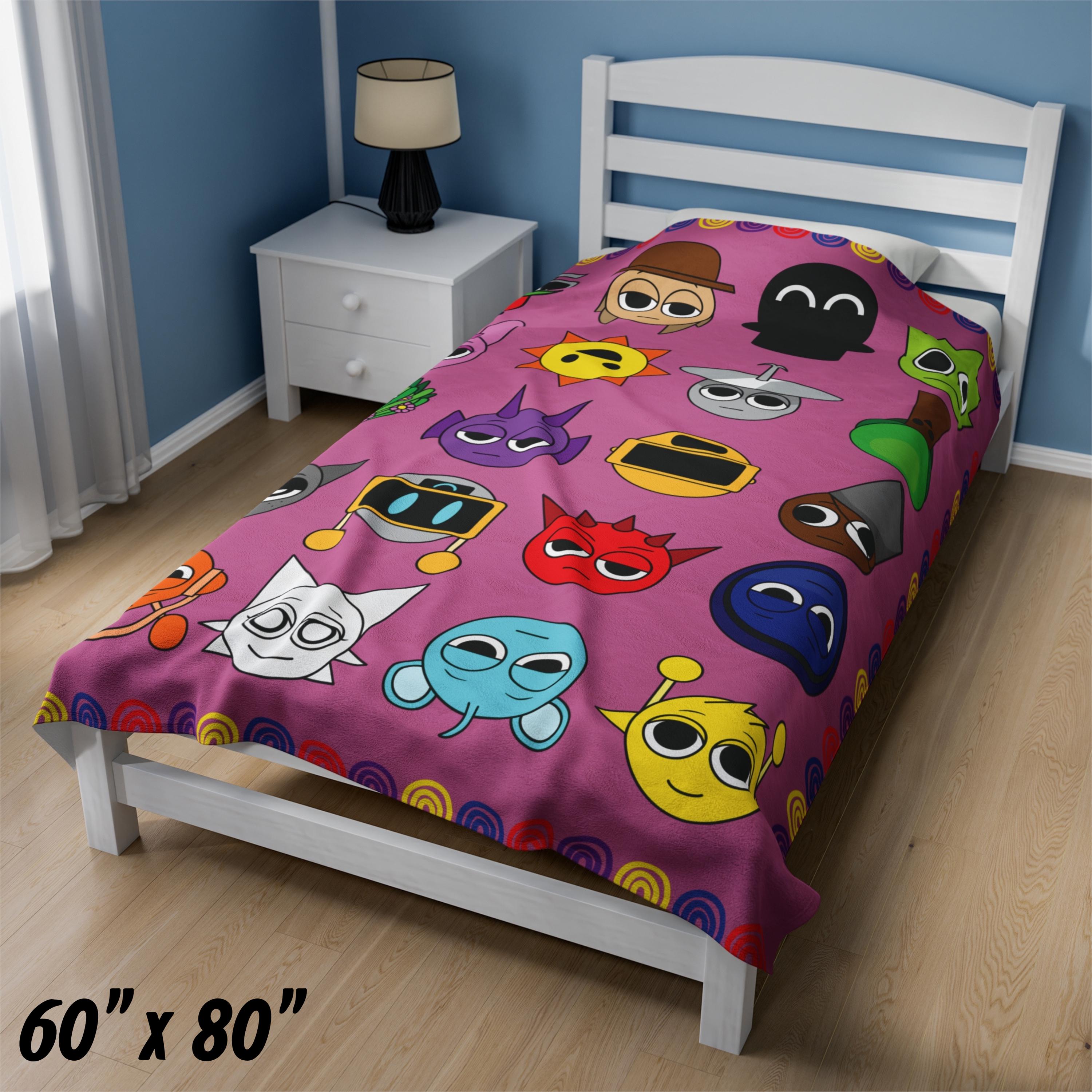 Sprunki Cartoon Character Pink Blanket, Kids Soft Throw Bedding, Cozy ...