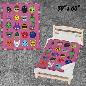 Sprunki Cartoon Character Pink Blanket, Kids Soft Throw Bedding, Cozy ...