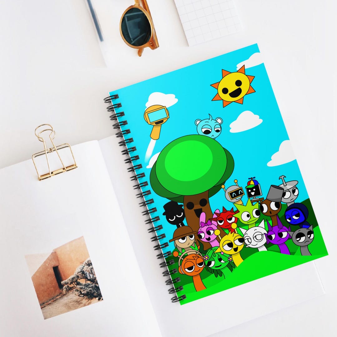 Sprunki Spiral Notebook, Cute Characters Journal, Colorful Ruled Line ...