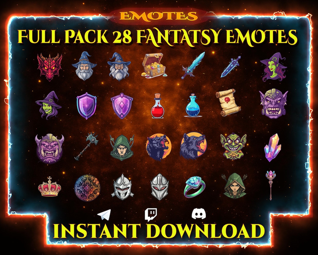 28 Fantasy Twitch Emotes Pack + 4 Animated Gifs | Discord & Telegram ...