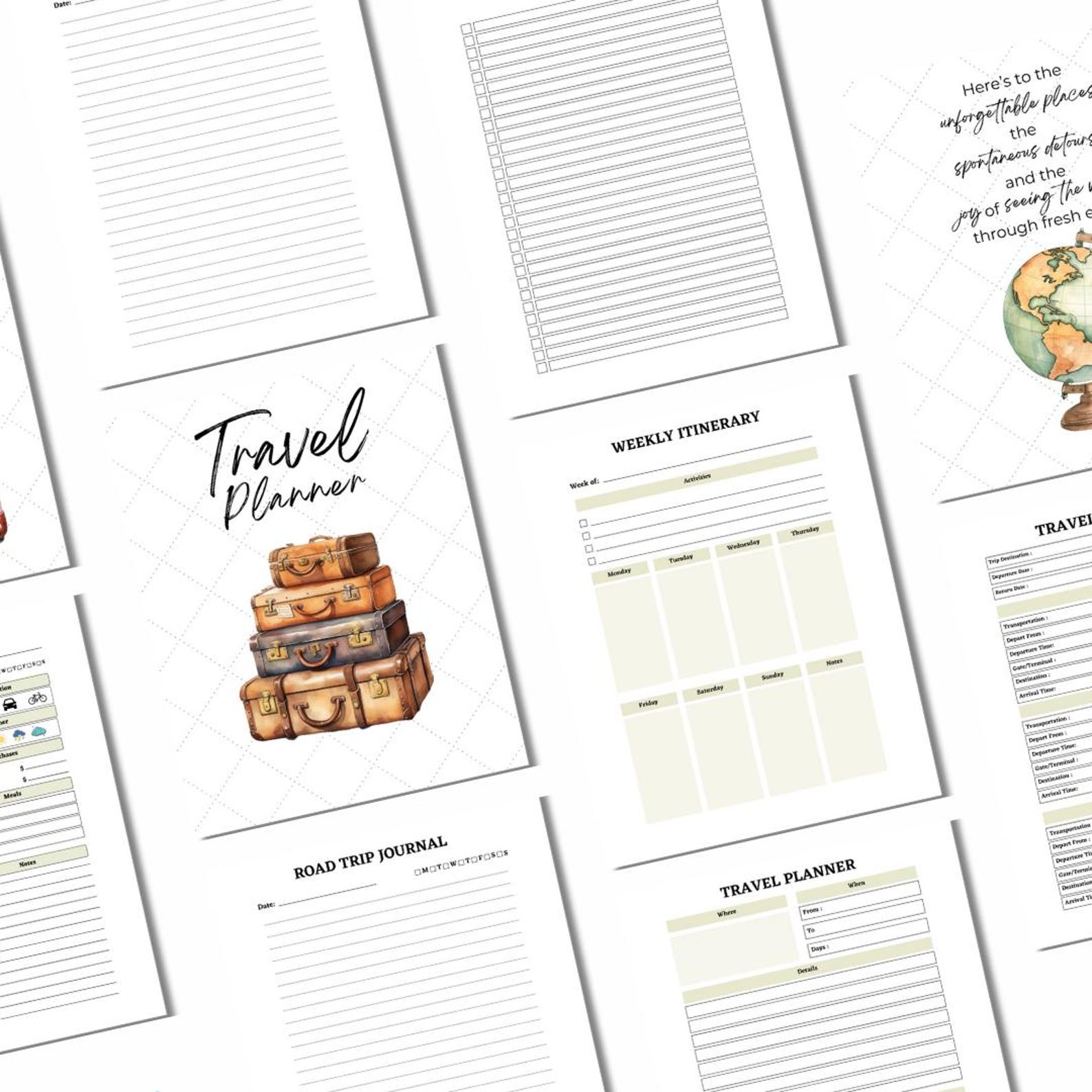 Travel Planner | Road Trip | Holiday| Printable | Trip Planning ...