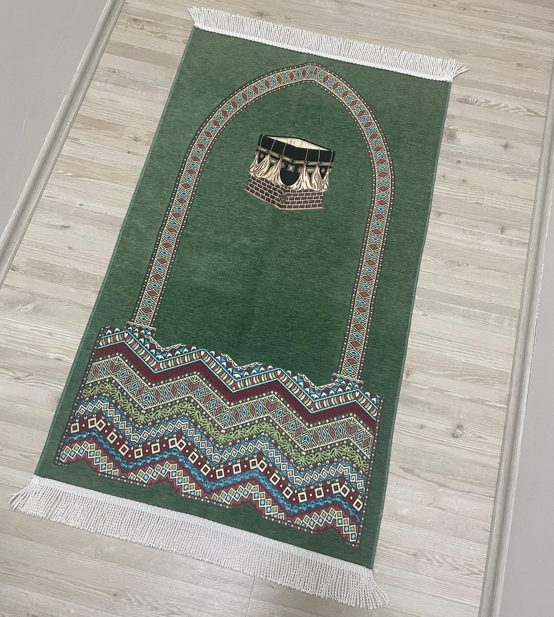 Prayer Mat, Kaaba Pattern Rug, Green Prayer Rug, Ramadan Eid Gifts ...