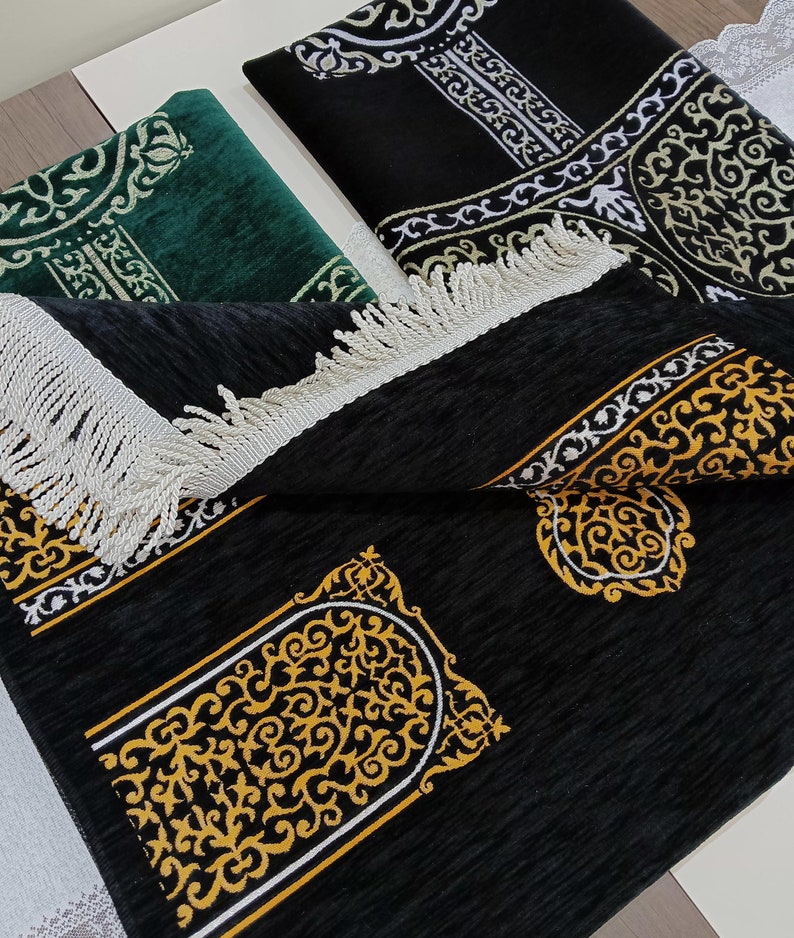 Kaaba Kiswa Prayer Mat, Black Prayer Rug, Eid Gifts, Soft Prayer Rugs ...
