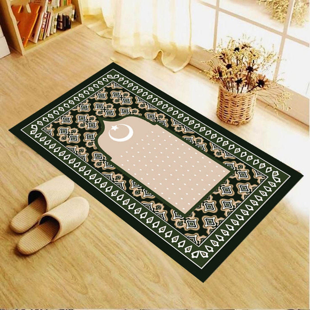 Chenille Muslim Prayer Mat, Islamic Design Rug, Woven Cotton Blend - Etsy