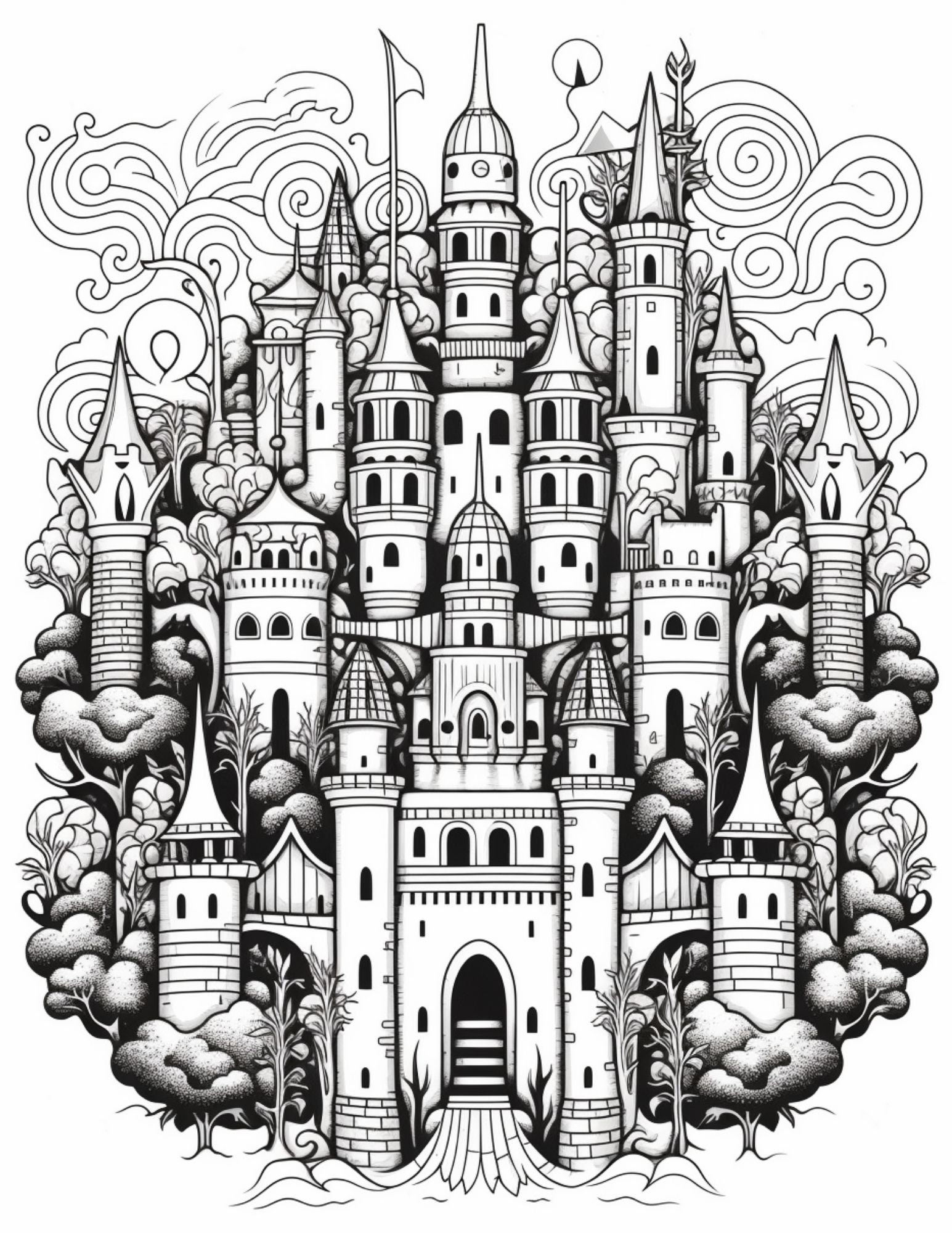 Castles Volume 1 Coloring Book Pages Edit, Print, Save From Canva ...