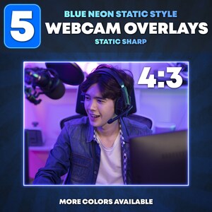 5 Webcam Overlays Blue Neon Minimalistic for Twitch Kick Youtube ...