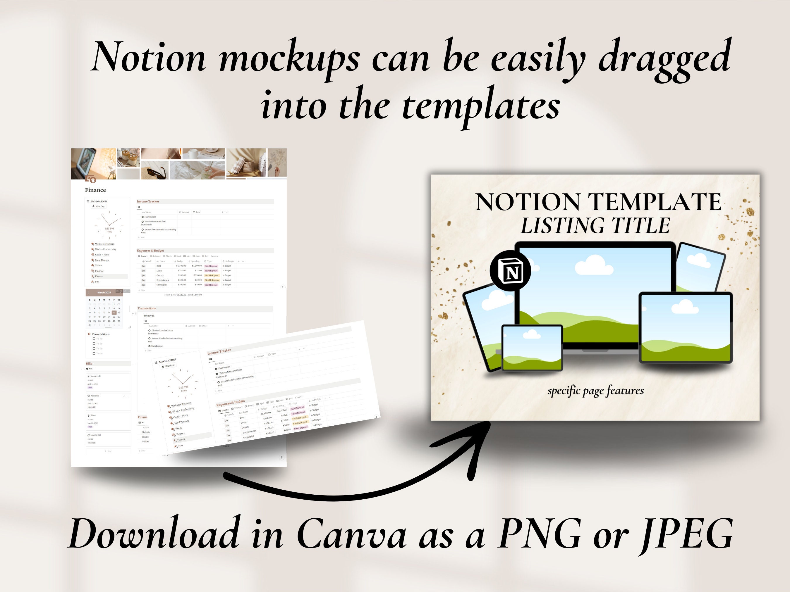 Notion Template Canva Mockups Bundle, 20 Notion Mockup Canva Templates ...