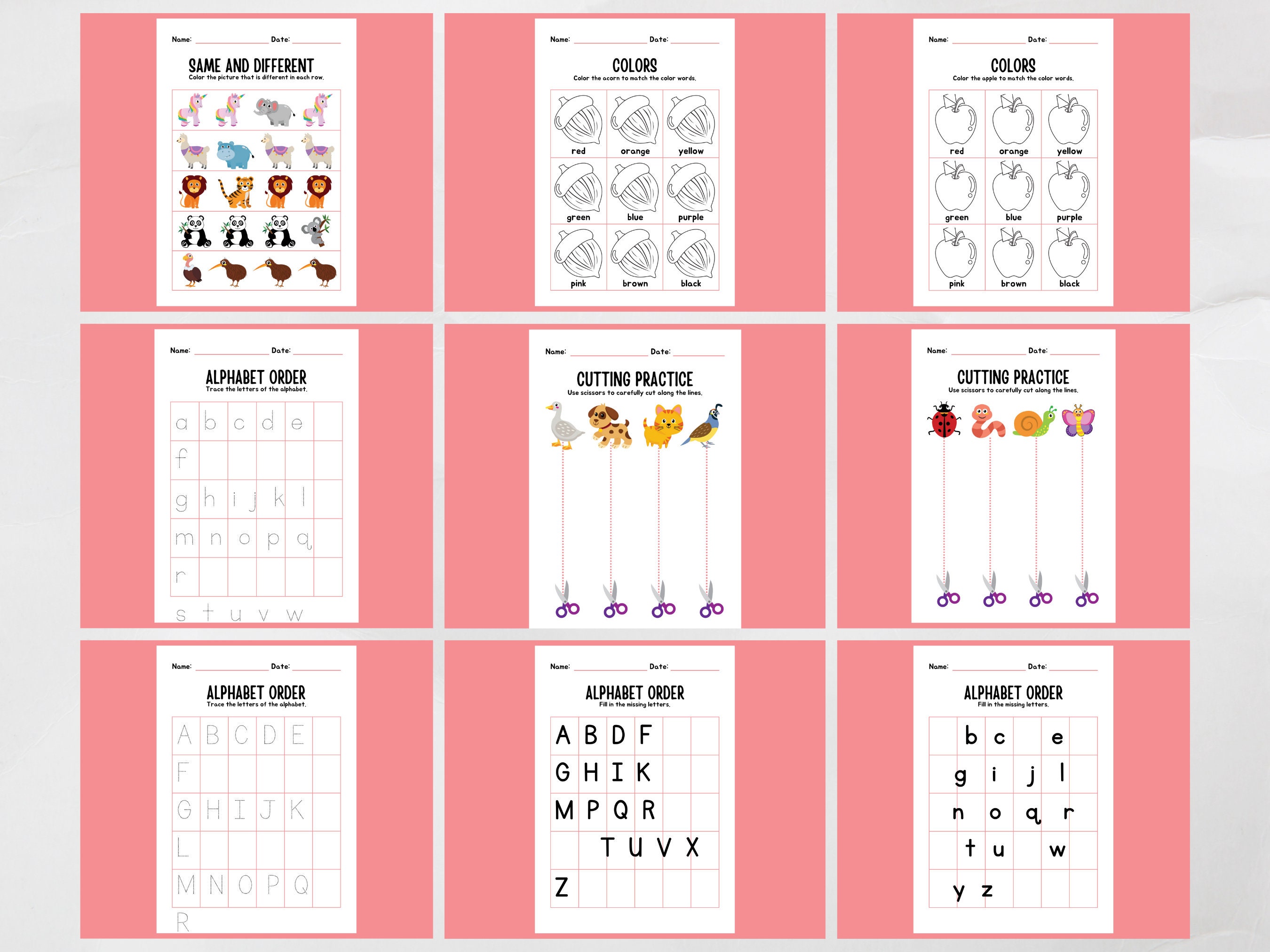 Pre School Activity Pack, Alphabet, Numbers, Shapes, Cutting Practice ...