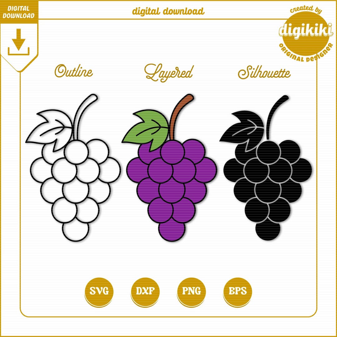 Grapes SVG Bundle: Fruit Cut Files for Cricut & Silhouette (commercial ...