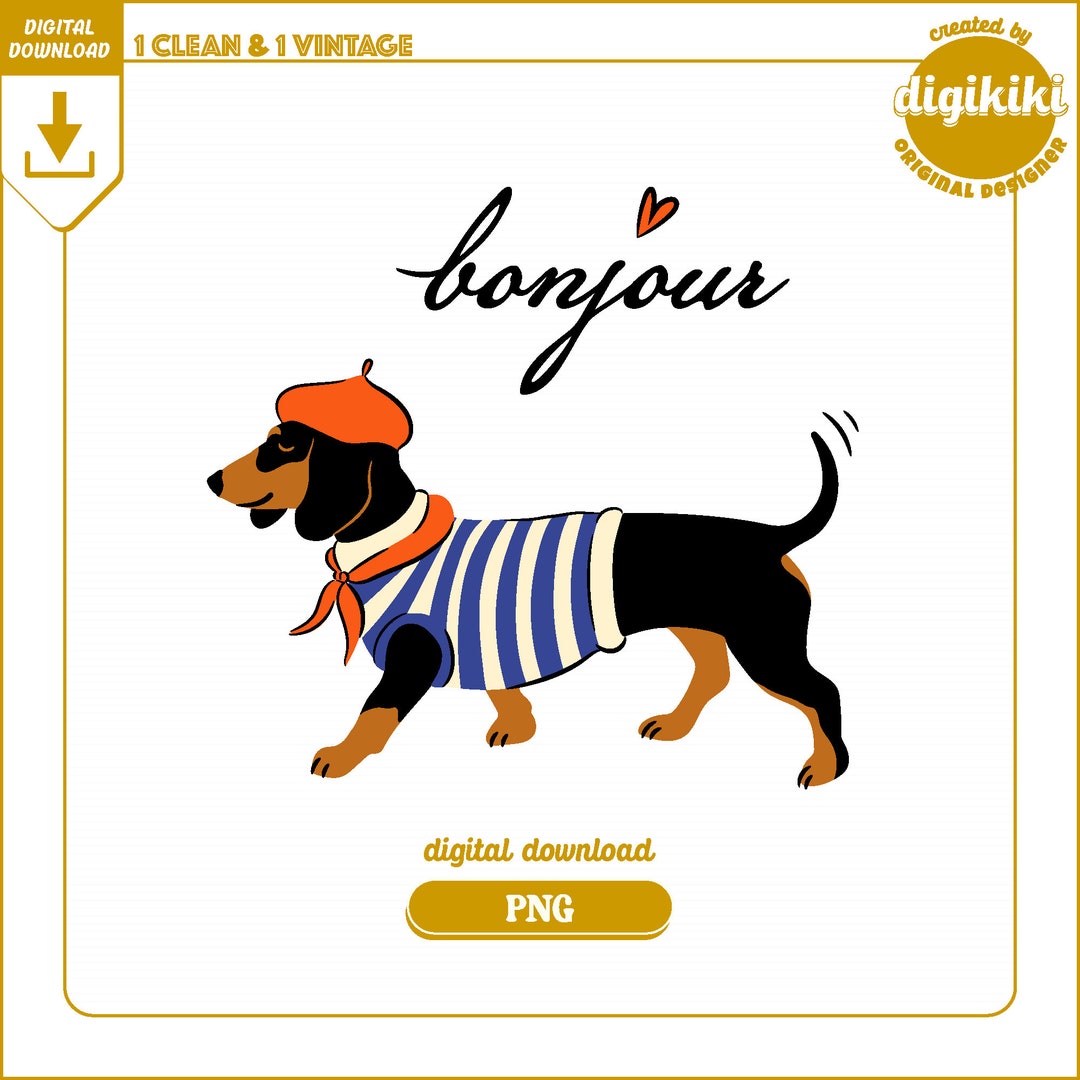 Bonjour Dachshund PNG: French Dog Clipart (digital Download) - Etsy
