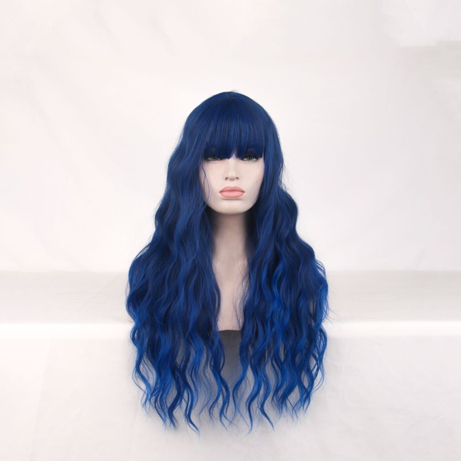 Long Curly Hair|long Blue Wig|bang Hai Wig|gradual Curly Hair|big Wave ...