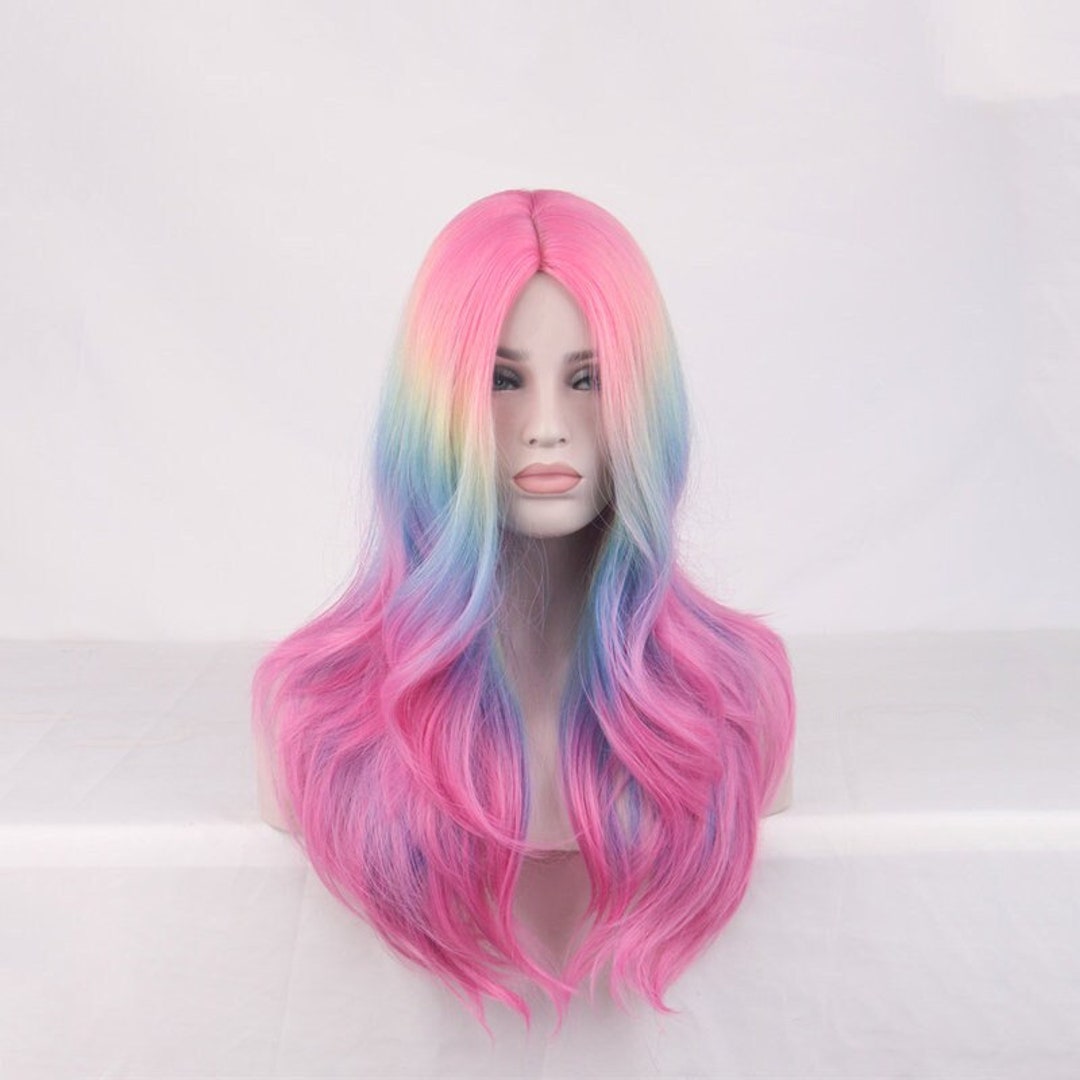 High-temperature Silk Wig | Colorful Wig With Center Parted Bangs ...