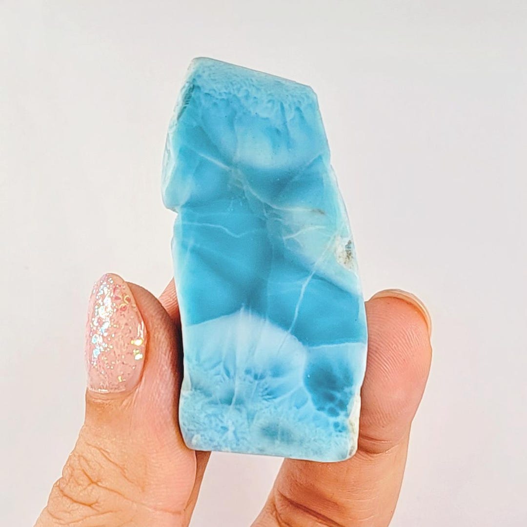 28g Super Blue Larimar Slab With Ocean Patterns, Real Gemstone From ...
