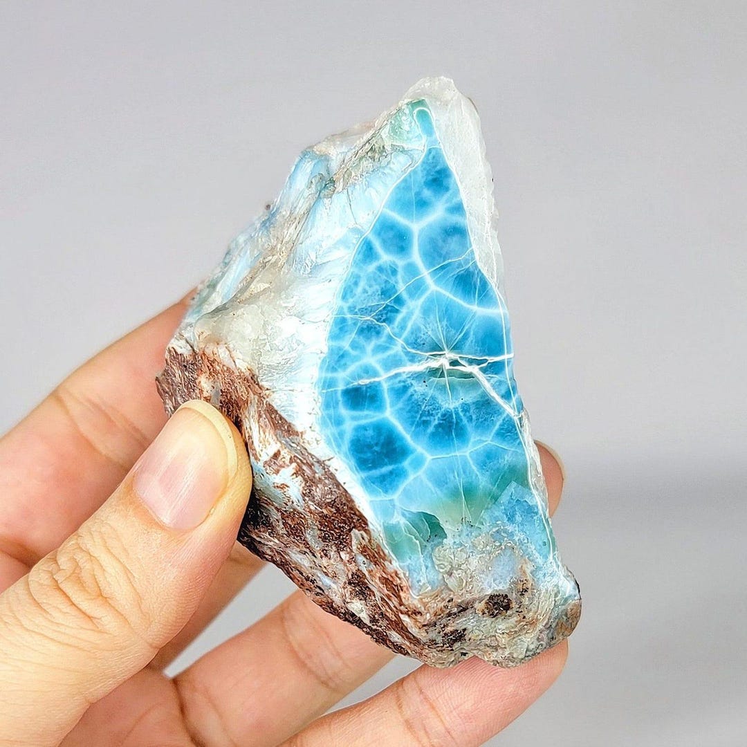 Larimar Rough Stone 206g, Semi Polished AAA Blue Crystal Specimen From ...