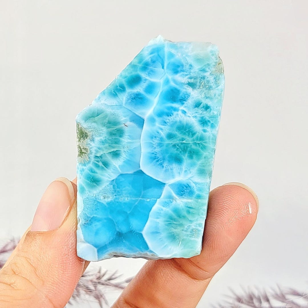 39g High Quality Larimar Crystal Slab, AAA Blue Stone From Dominican ...