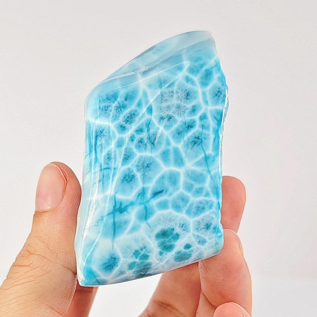 166g Larimar Freeform Stone, Super Blue Larimar Crystal From Dominican ...
