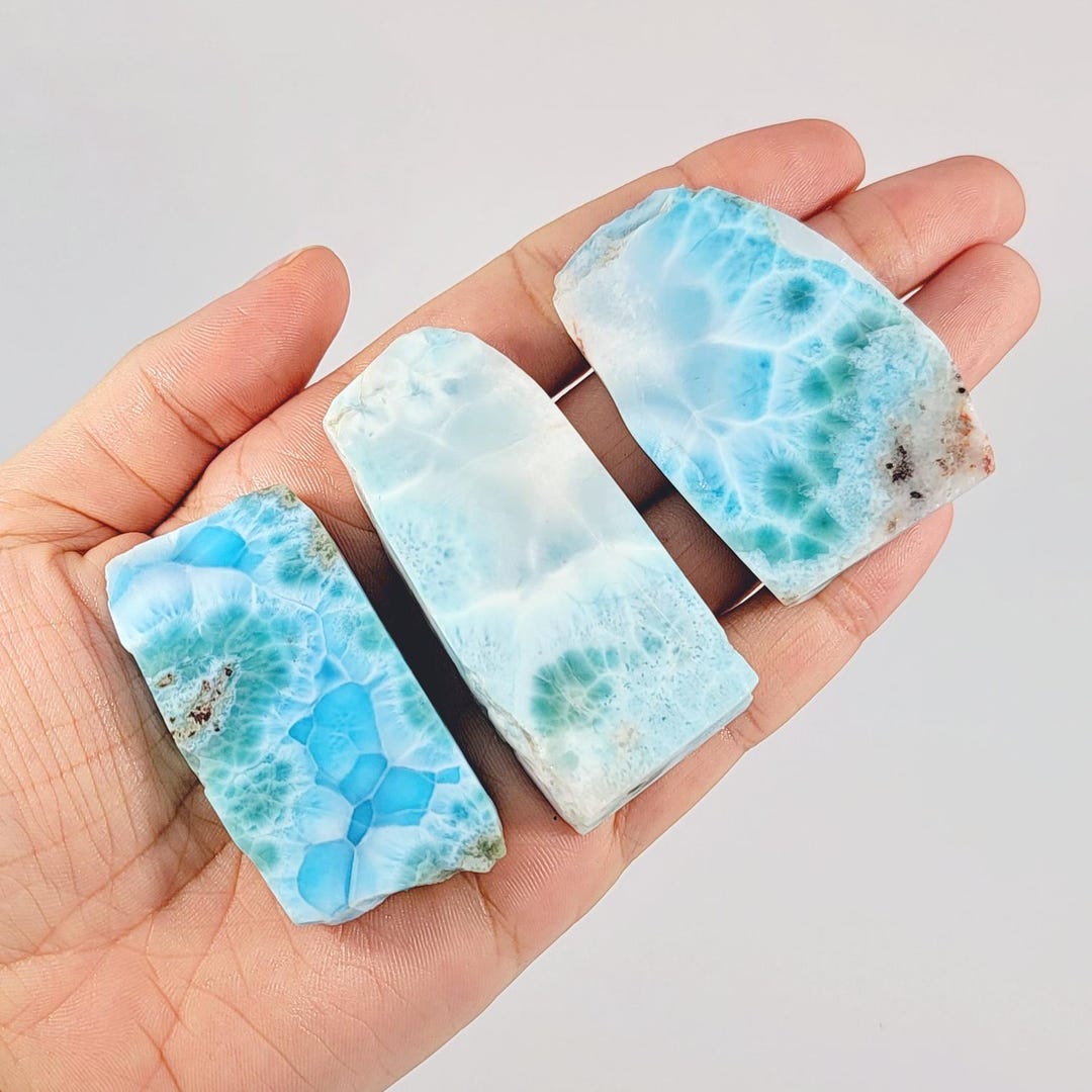 147g Larimar Slab Lot - 3 Pieces, A Grade Unpolished Crystal From ...