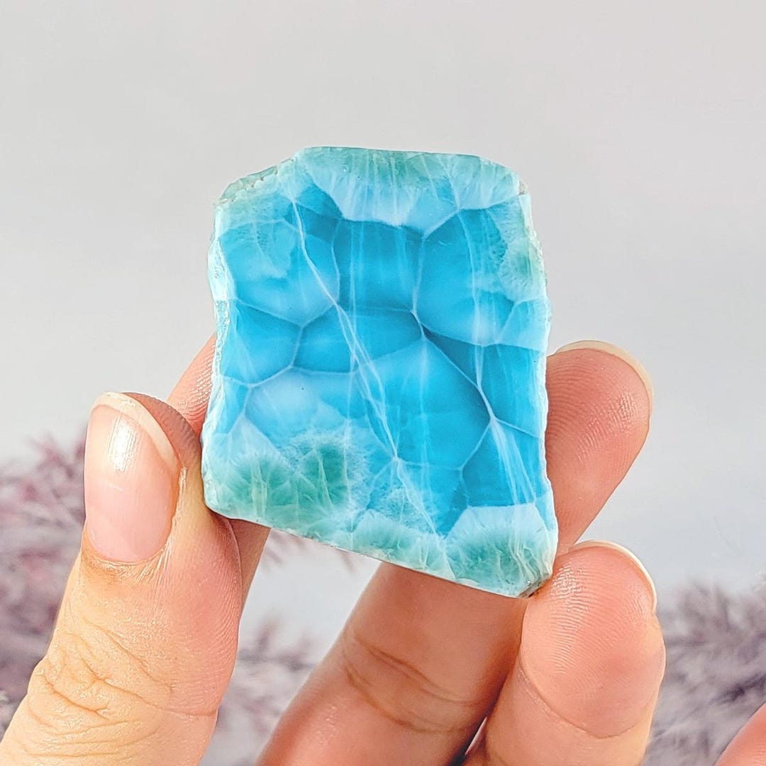 33g Super Blue Larimar Slab, Unpolished Rough Gemstone From Dominican ...