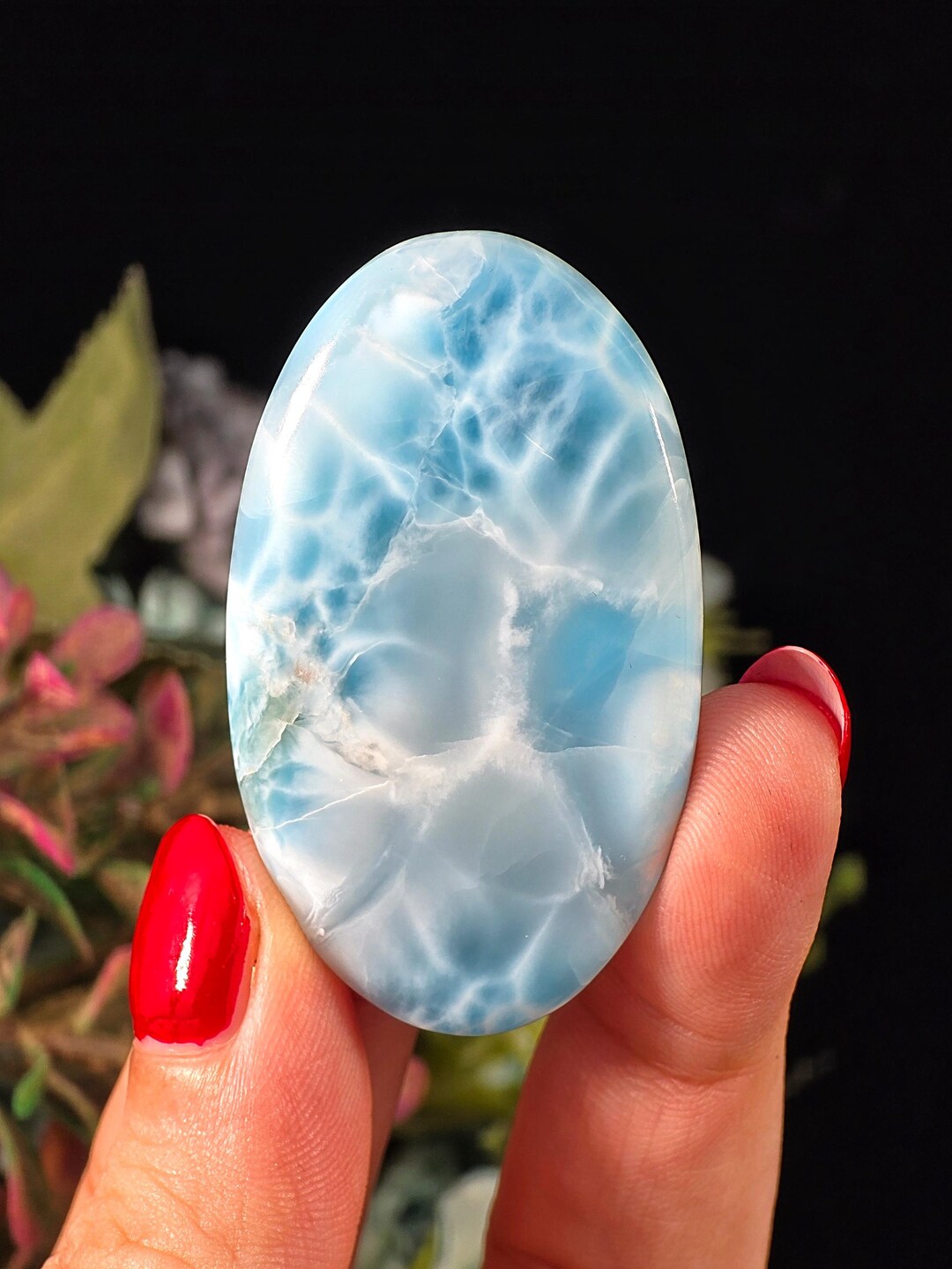 23g Larimar Palmstone, Translucent AAA Blue Pectolite Stone, Dominican ...