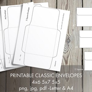 Classic Printable Envelope Template Jpg Png Pdf Digital Download for A7 ...