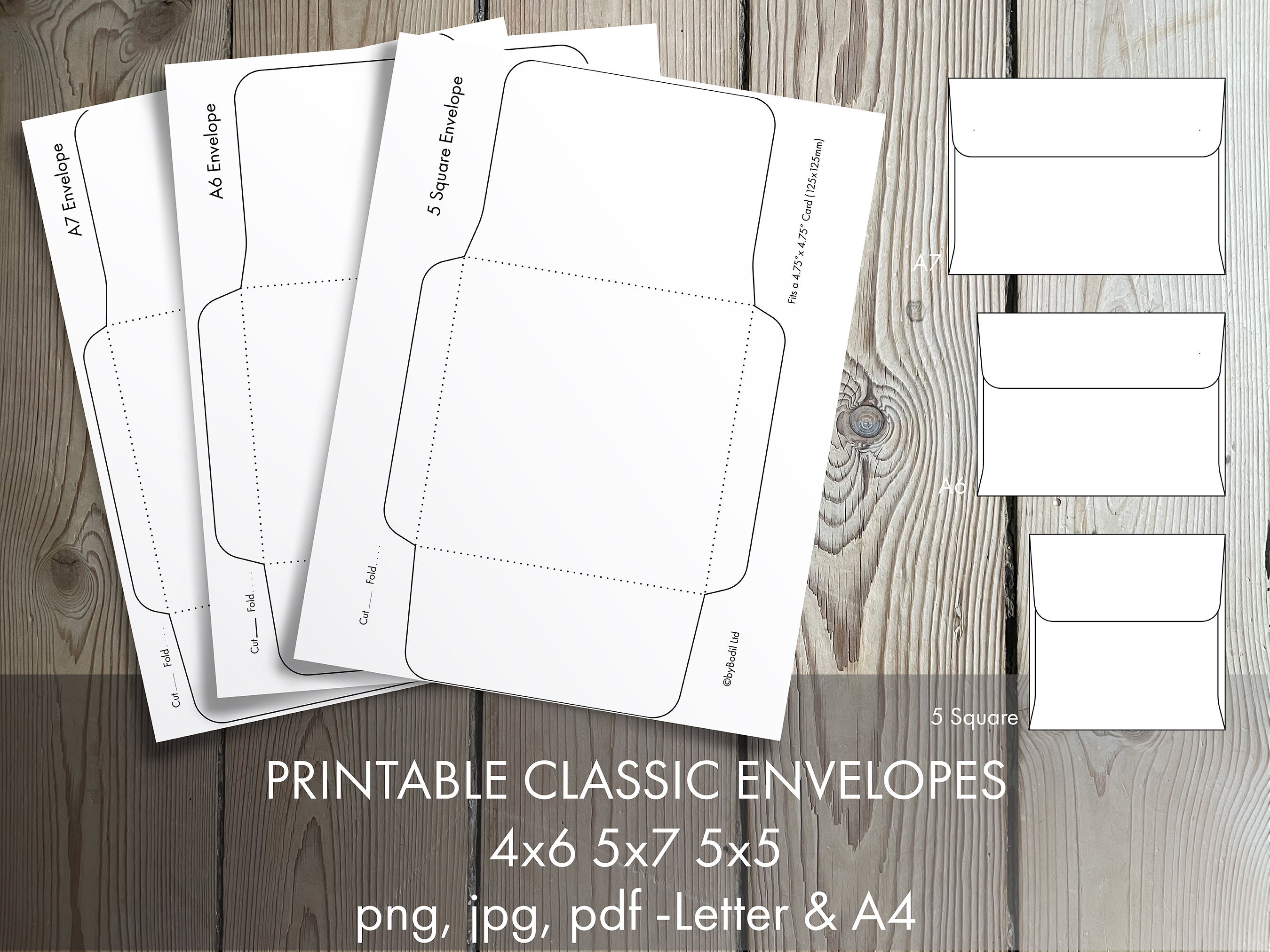 Classic Printable Envelope Template Jpg Png Pdf Digital Download for A7 ...