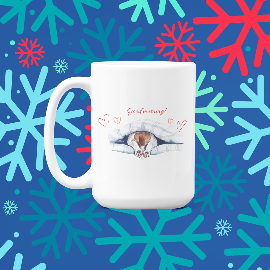 Cute Puppy Butt Snuggle Good Morning Gift Mug Printed on Both Sides ...