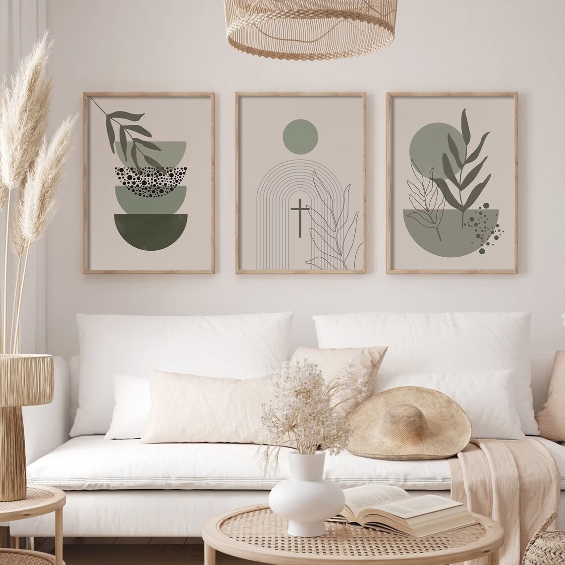 Boho Christian Wall Art Set of 3 Abstract Prints, Christian Nursery ...