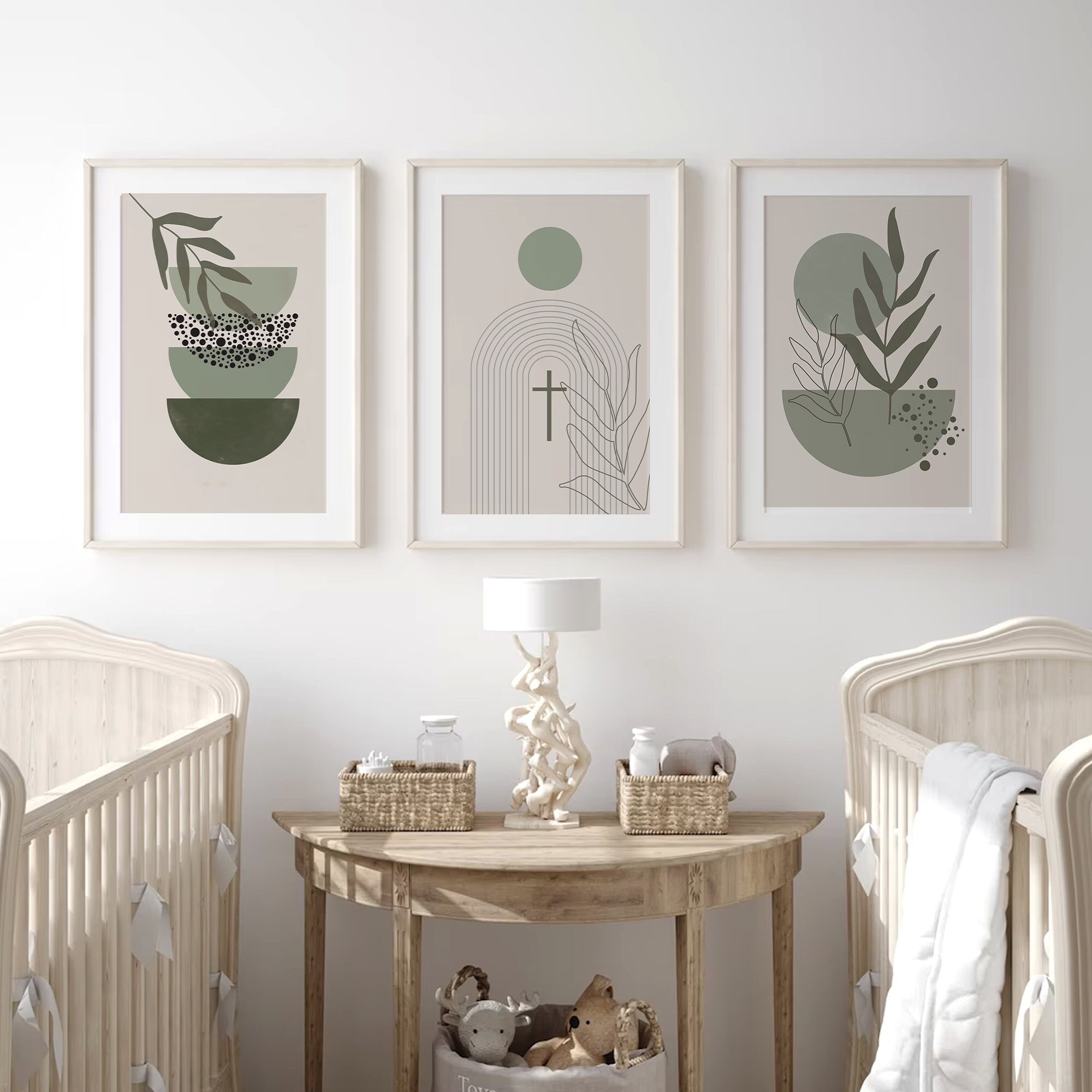 Boho Christian Wall Art Set of 3 Abstract Prints, Christian Nursery ...