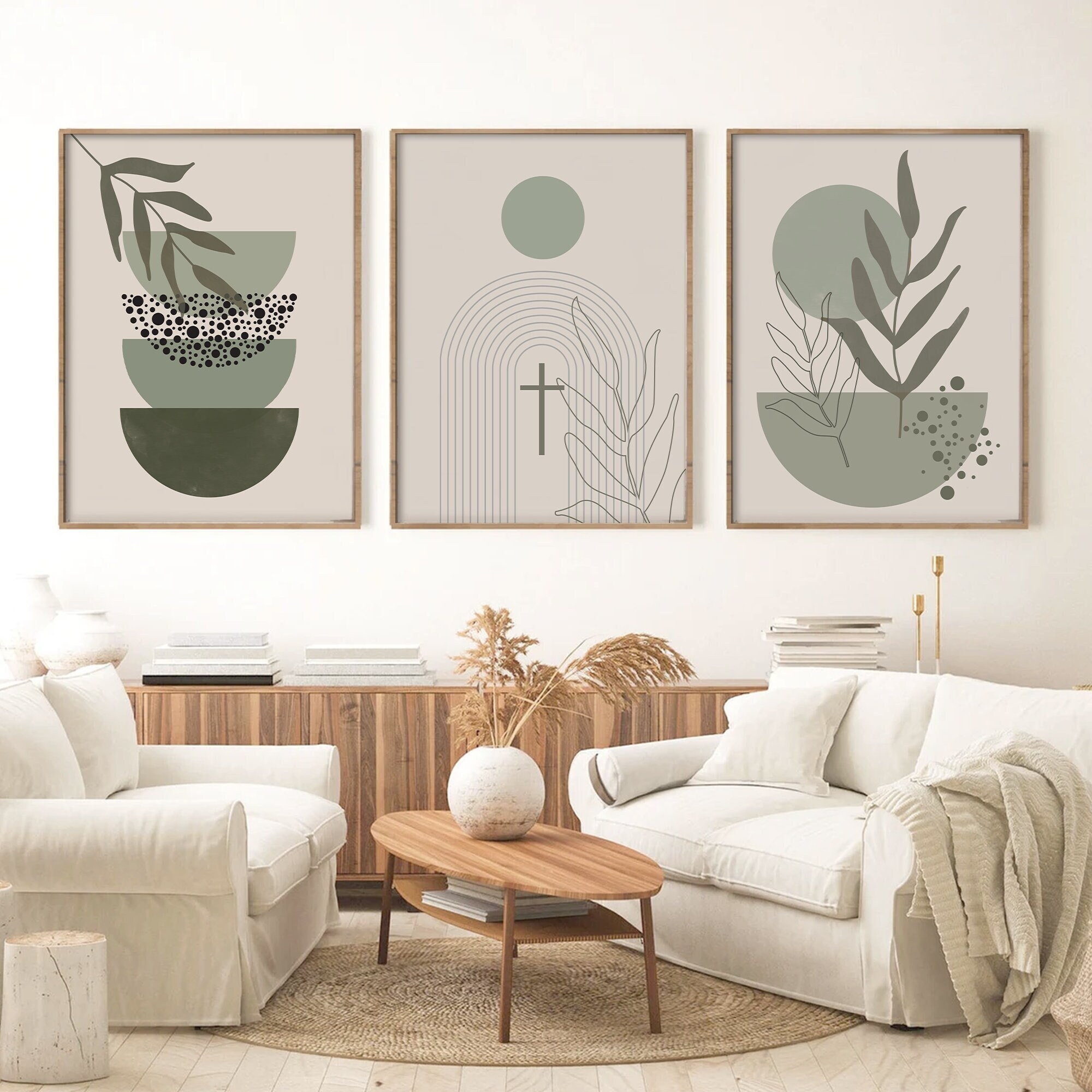 Boho Christian Wall Art Set of 3 Abstract Prints, Christian Nursery ...