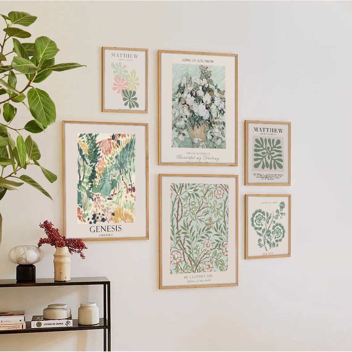 Christian Art Bundle, Sage Green Set of 6, Gallery Wall, Vintage ...