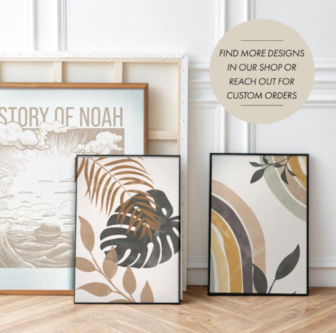Christian Floral Set of 3, Botanical Scripture Print, Beige Christian ...