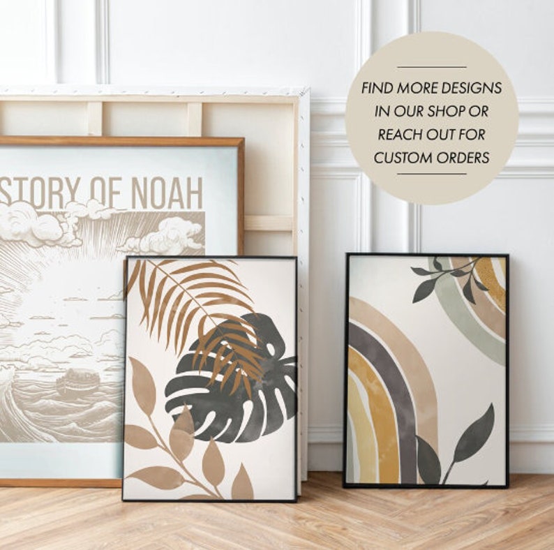 Christian Floral Set of 3, Botanical Scripture Print, Beige Christian ...