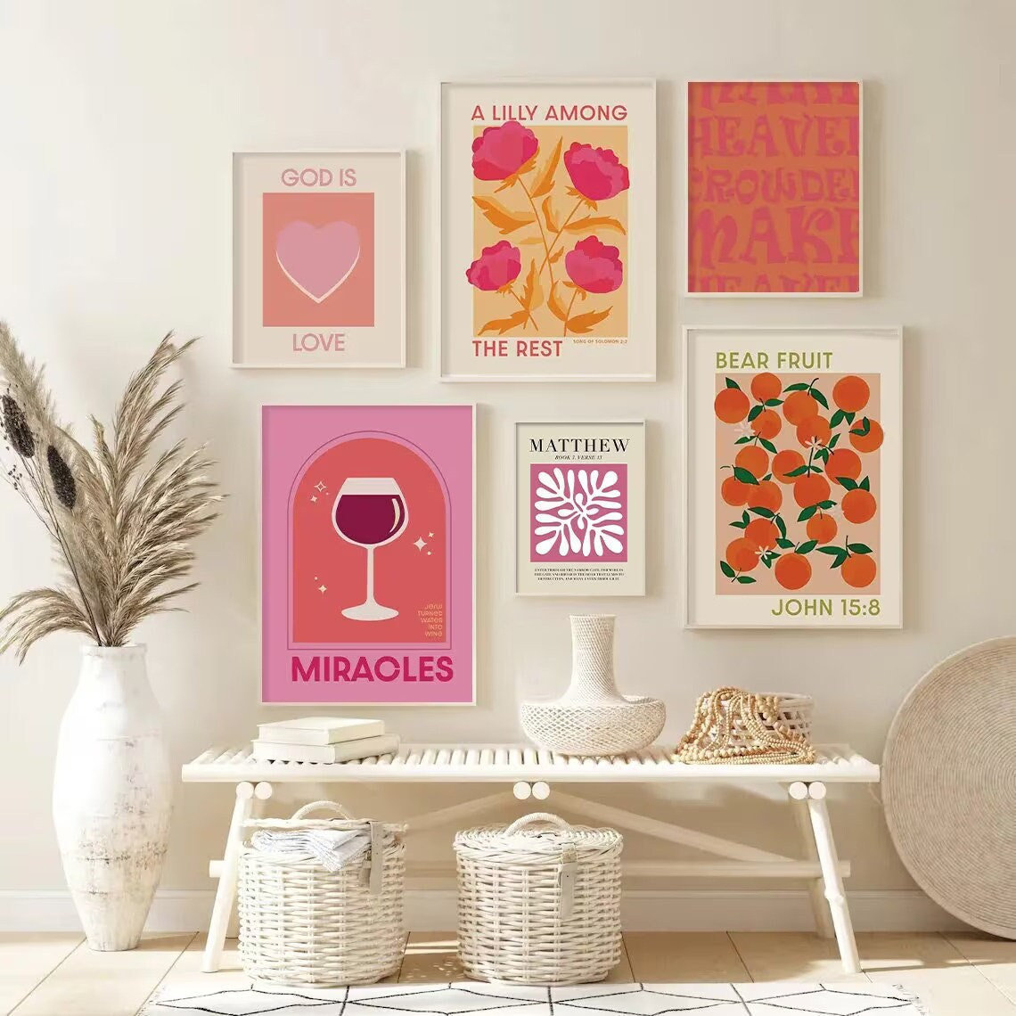 Christian Art Bundle, Sage Green Set of 6, Gallery Wall, Vintage ...