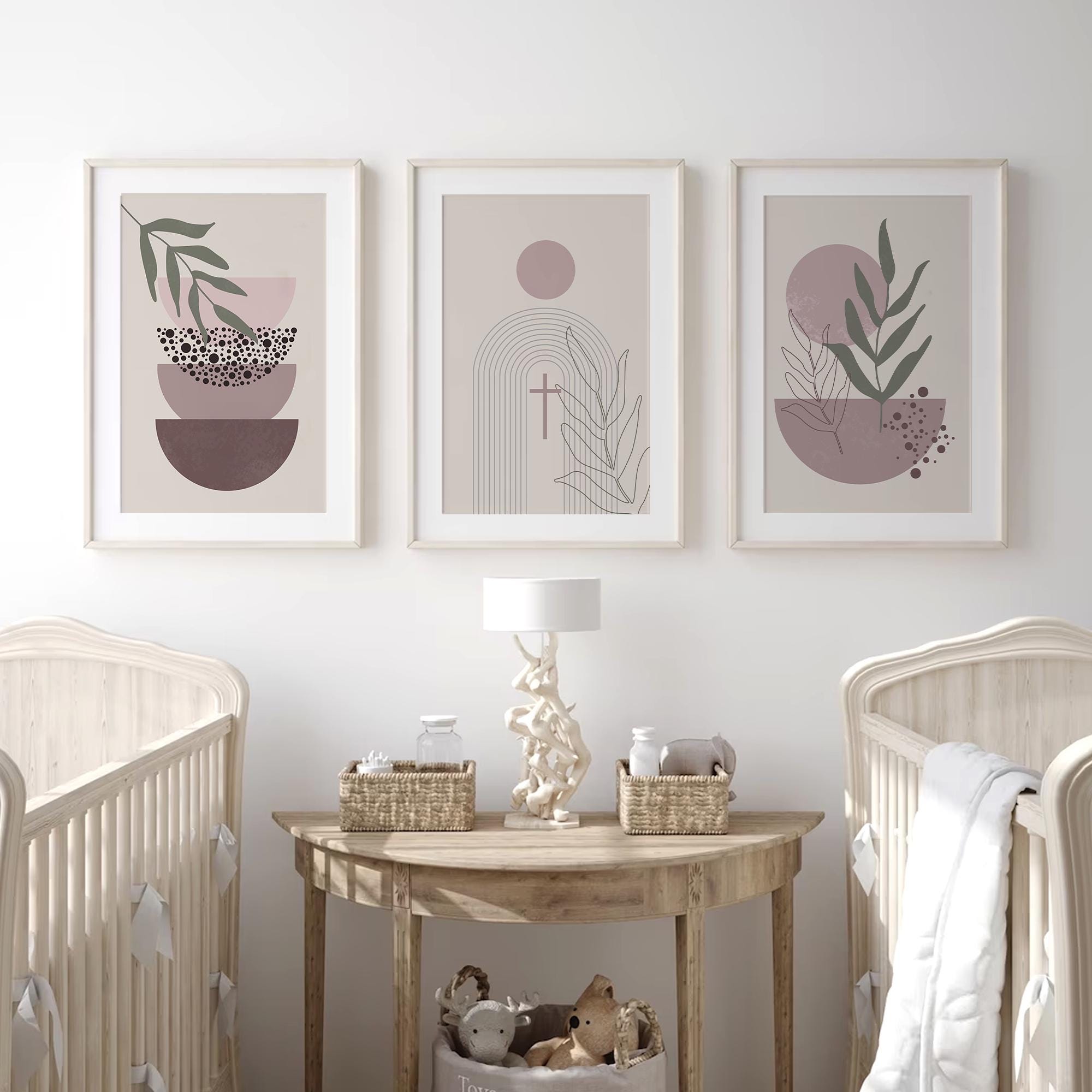 Boho Christian Wall Art Set of 3 Abstract Prints, Christian Nursery ...