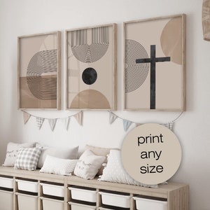 Christian Neutral Abstract Art, Christian Gallery Art Bundle Set of 6 ...