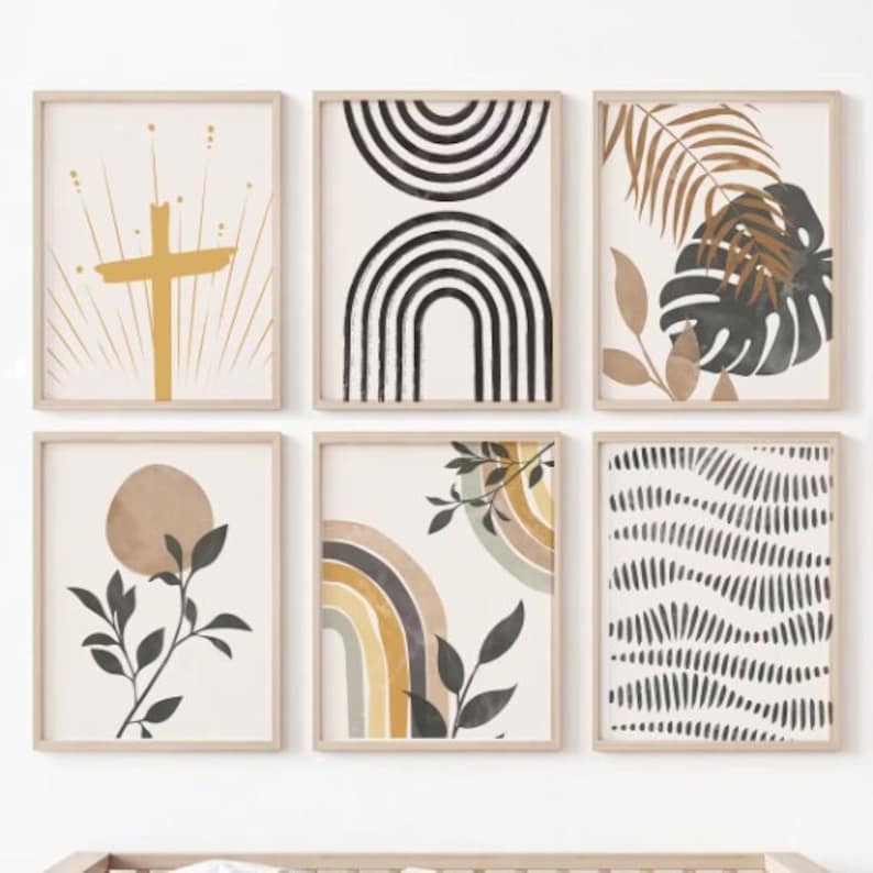 Christian Neutral Abstract Art, Christian Gallery Art Bundle Set of 6 ...