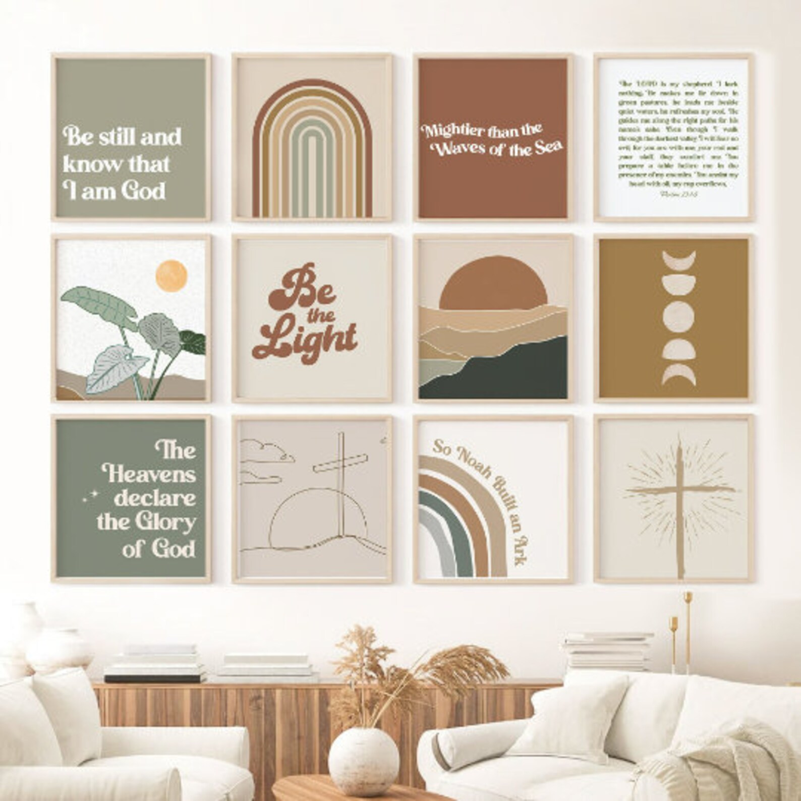 Boho Christian Wall Art Set of 3 Abstract Prints, Christian Nursery ...