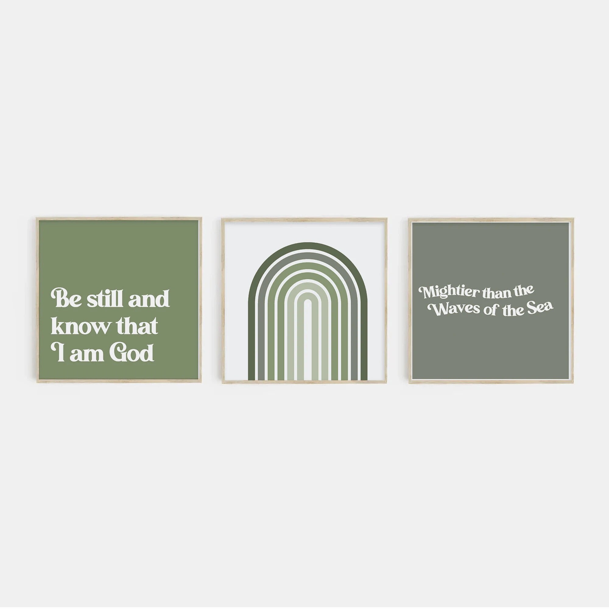 Christian Green Wall Art Set of 12, Square Art, Boho Gallery Wall, Sage ...