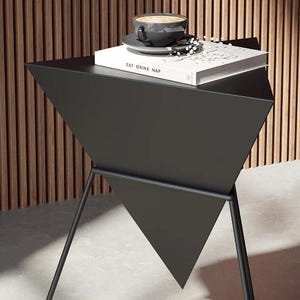 Triangular Side Coffee Table, Corner End Table, Minimalist Sofa Table, Hardwood Couch Table ...