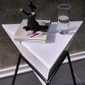 Triangular Side Coffee Table, Corner End Table, Minimalist Sofa Table, Hardwood Couch Table ...