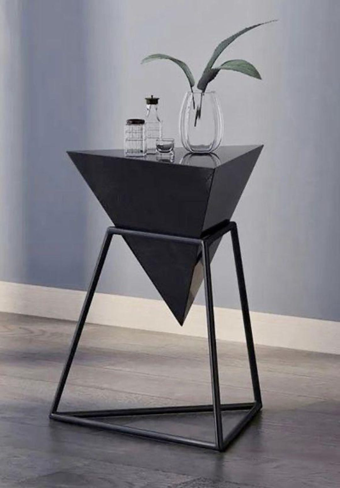 Triangular Side Coffee Table, Corner End Table, Minimalist Sofa Table, Hardwood Couch Table ...