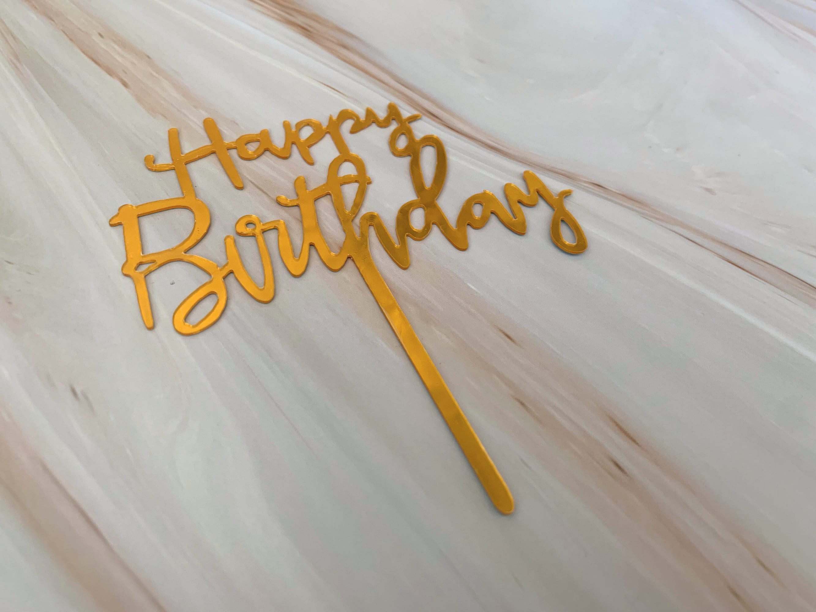 Classic Happy Birthday Cake Topper Adult Happy Birthday Gold Script ...