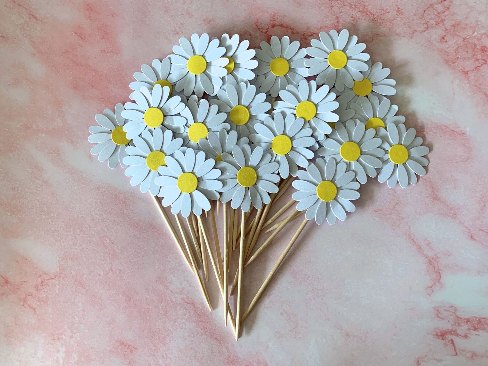 Cupcake Topper Daisy Pink Party Decor Daisy Flower Cupcake Pick Floral ...