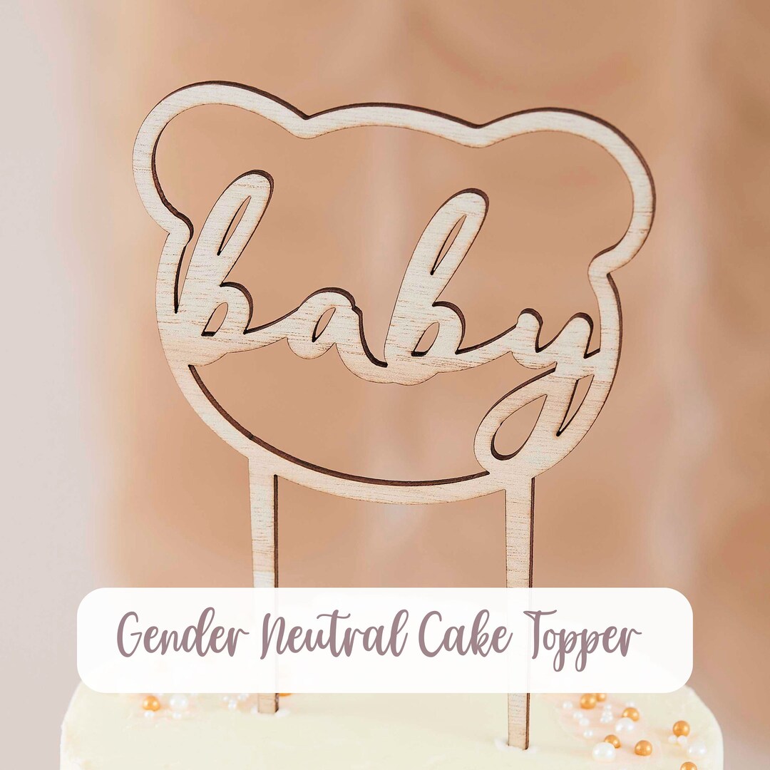 Bear Cake Topper Neutral Baby Shower Cute Topper Cake New Baby Shower ...