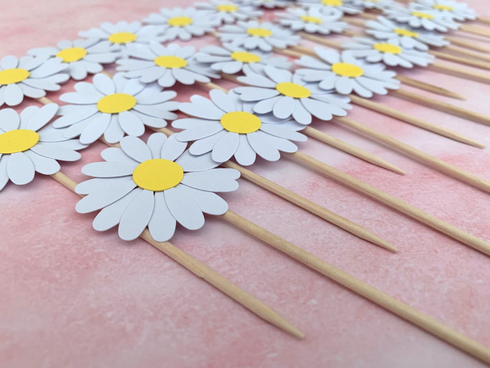 Cupcake Topper Daisy Pink Party Decor Daisy Flower Cupcake Pick Floral ...
