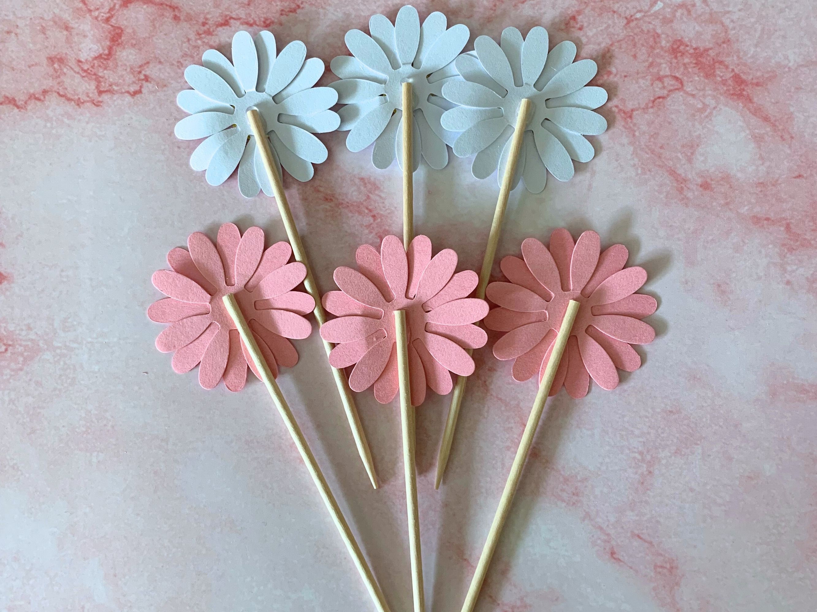 Cupcake Topper Daisy Pink Party Decor Daisy Flower Cupcake Pick Floral ...