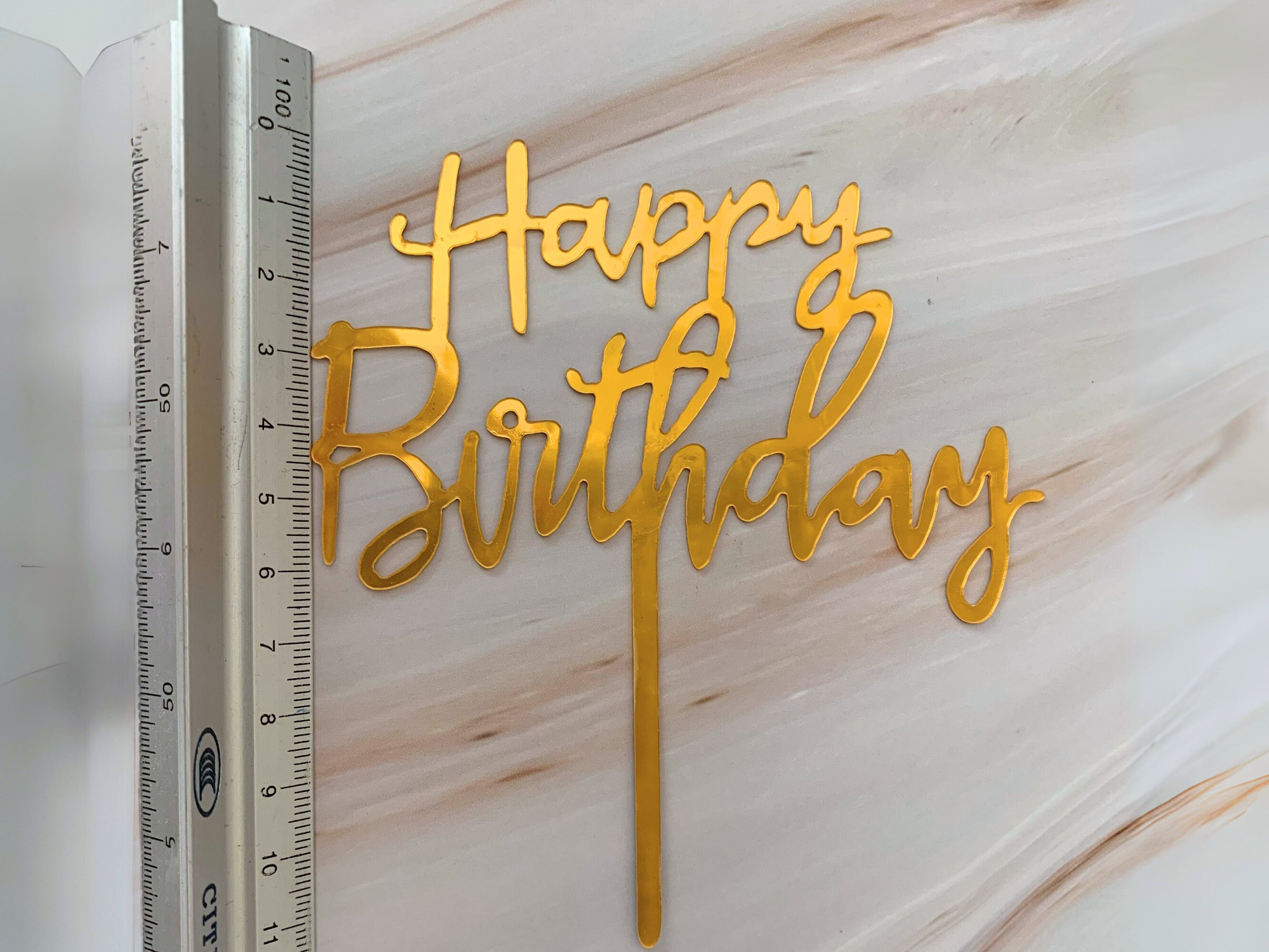 Classic Happy Birthday Cake Topper Adult Happy Birthday Gold Script ...